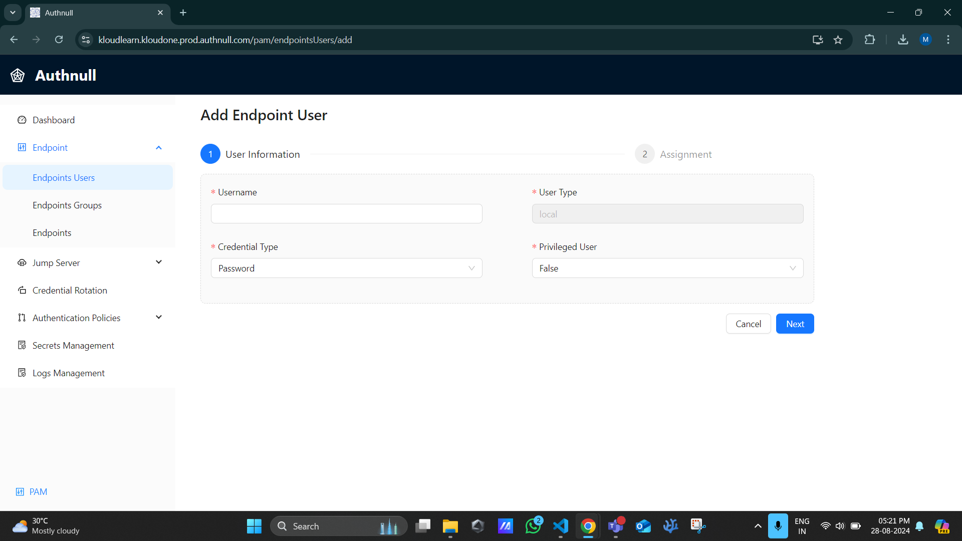 Creating New Endpoint Users | AuthNull Help