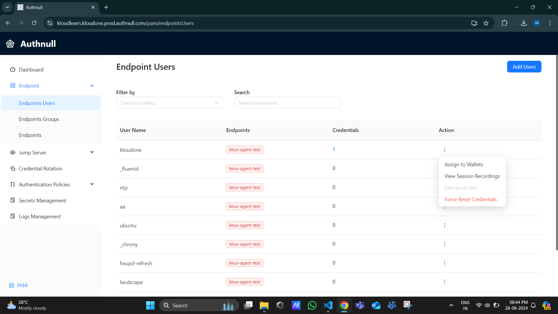 How to Checkout an Endpoint User to a Wallet? | AuthNull Help