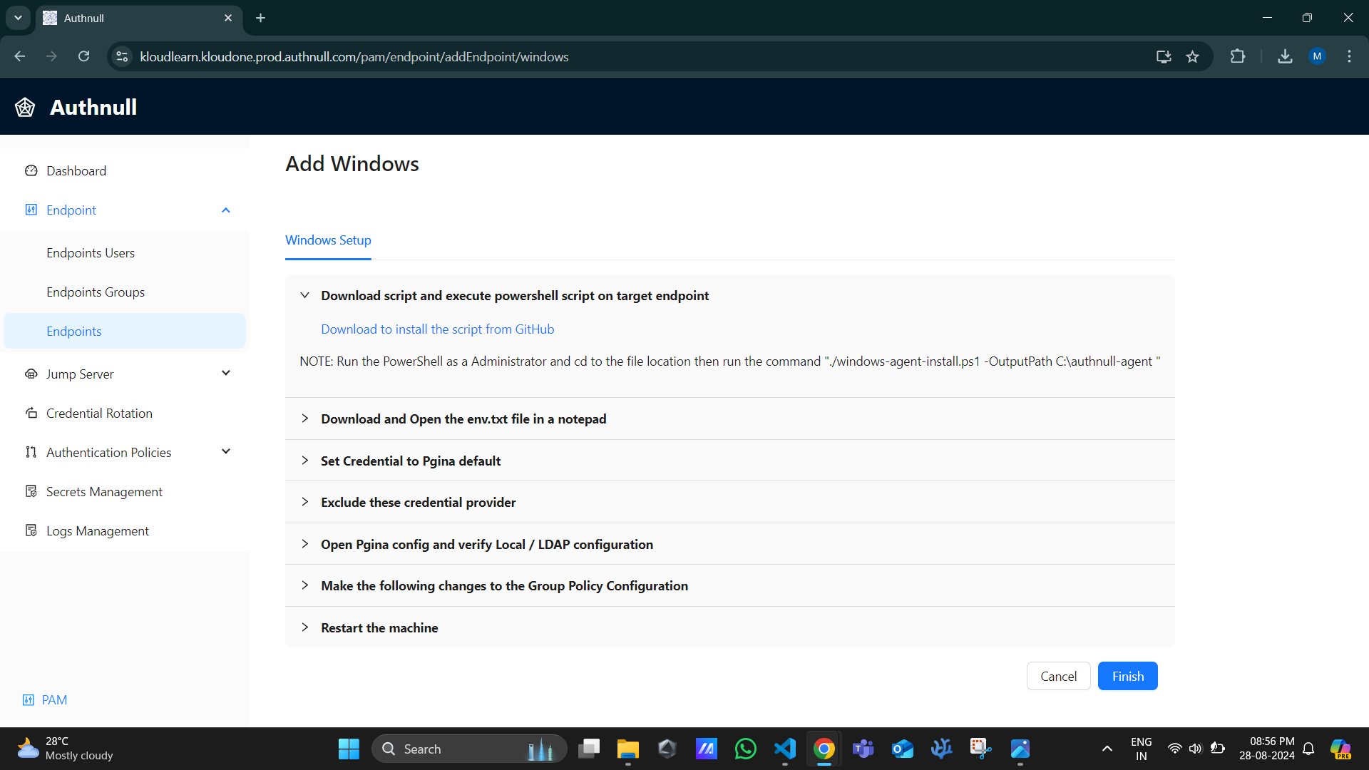 Setting up Windows endpoints | AuthNull Help
